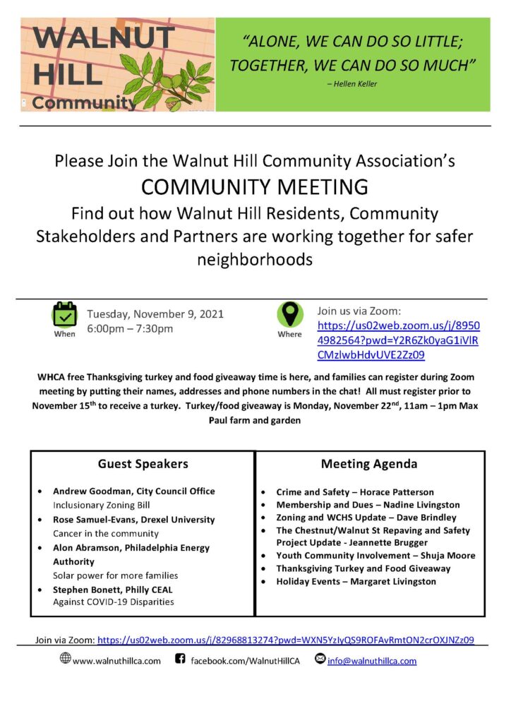 Walnut Hill Community Association’s Community Meeting - Philadelphia ...