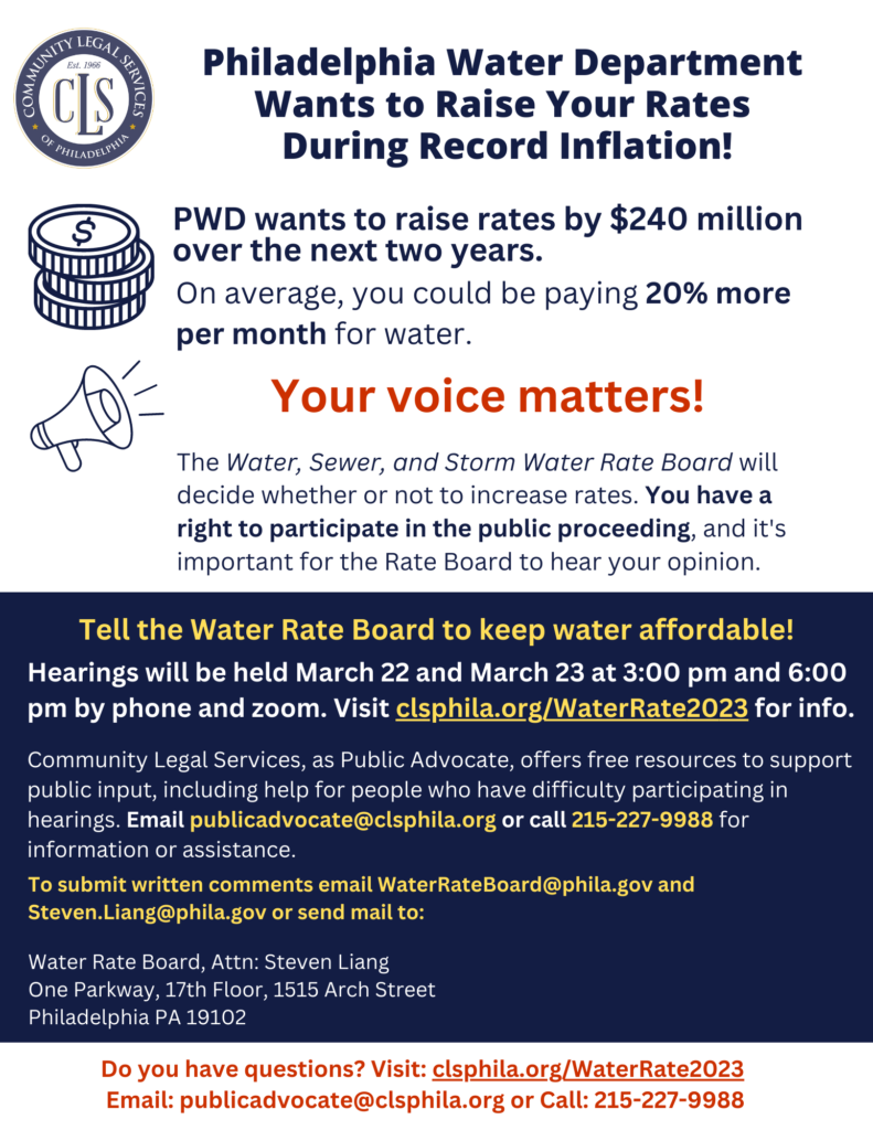 Philadelphia Water Rate Case Public Hearing - Philadelphia Energy Authority